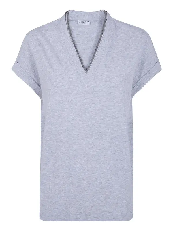Brunello Cucinelli V-neck T-shirt - Gray