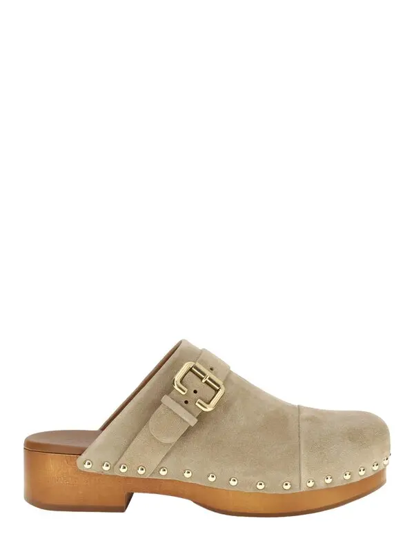 Chloé Jeannette Suede Clog Mules - Cream