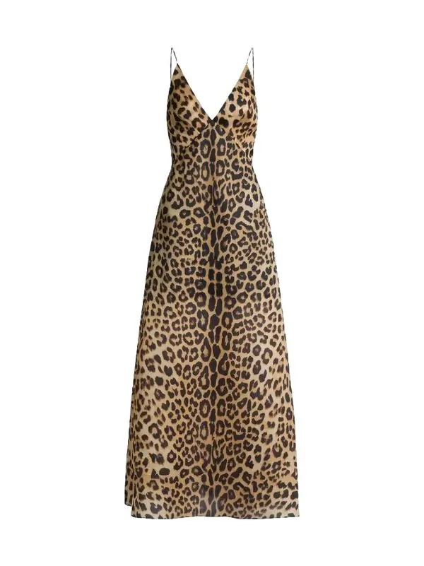Alberta Ferretti Leopard Print Silk Dress - Multicolor