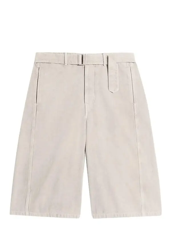 LEMAIRE Off-white Wide-cut Belted Denim Shorts - Cream