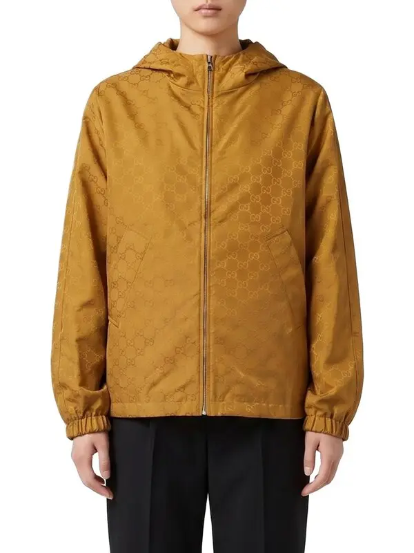 Gucci Monogram Leather Jacket - Brown