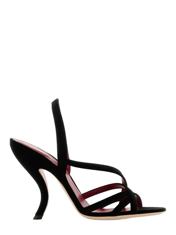 Valentino Garavani Velvet Vlogo Signature High Heel Sandals - Black