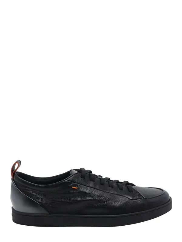 Santoni Montecarlo Leather Sneakers - Black