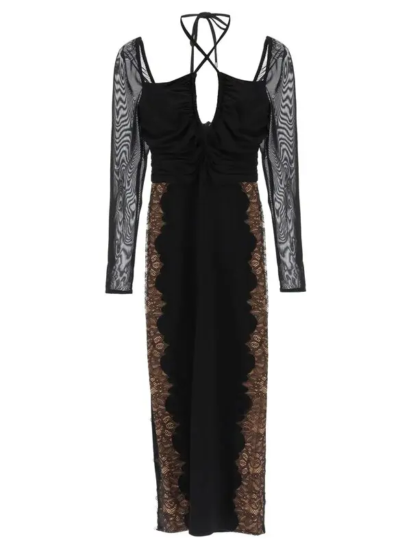 SELF-PORTRAIT Lace Trimmed Dress - Black