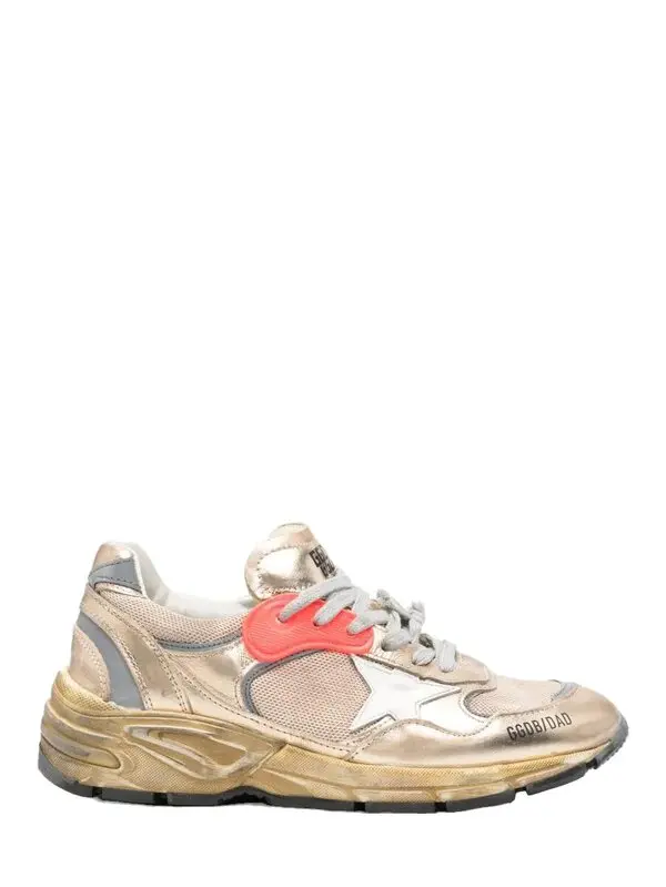 GOLDEN GOOSE Running Dad Sneakers With Laminated Upper And Star Detail - Silver