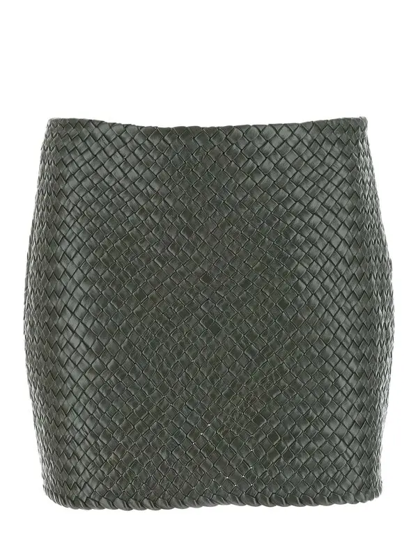 Bottega Veneta Army Leather Mini Skirt - Green