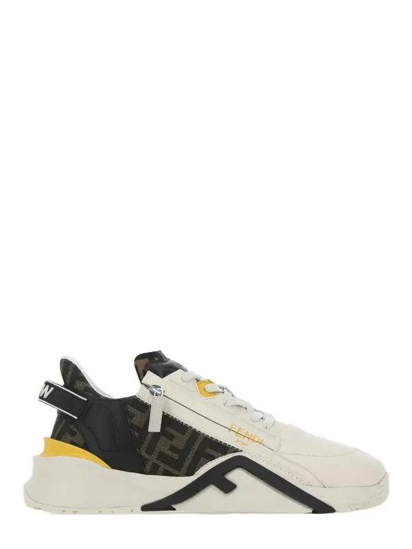 Fendi Leather And Fabric Flow Sneakers - Multicolor