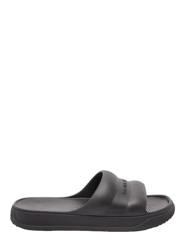 Moncler Embossed Logo Platform Sole Slides - Black