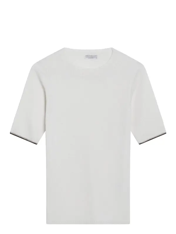 Brunello Cucinelli White Cashmere And Silk Knit Top - Multicolor