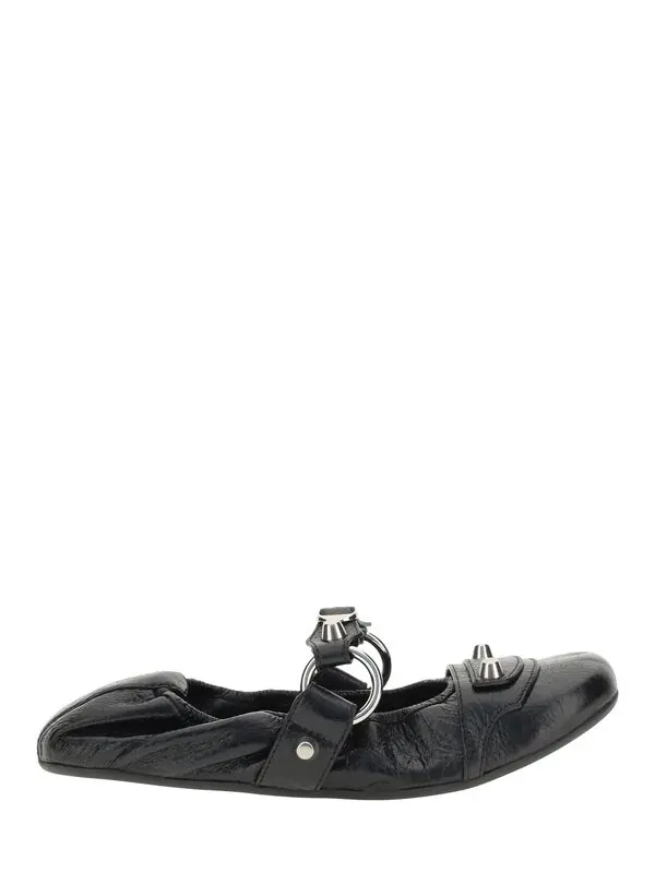 Balenciaga City Ballerinas In Arena Lambskin Leather - Black