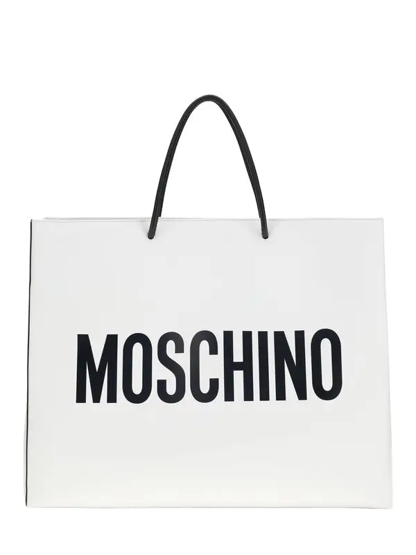 Moschino Shopper Bag With Front Logo - White