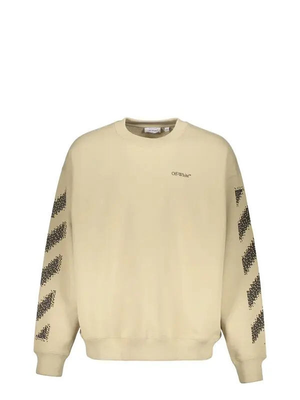 Off-White Contrast Logo Print Long Sleeve Sweatshirt - Cream