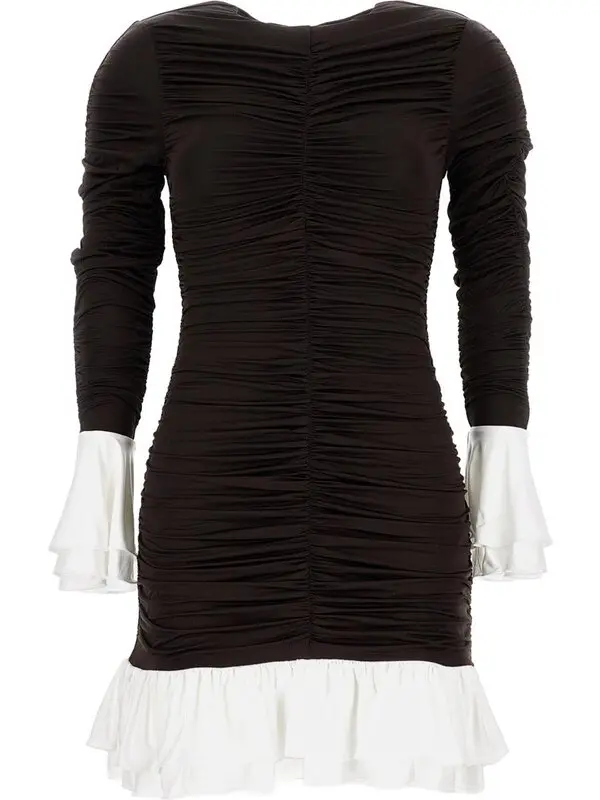 ROTATE BY BIRGER CHRISTENSEN Mini Ruched Dress With Ruffle Details - Multicolor