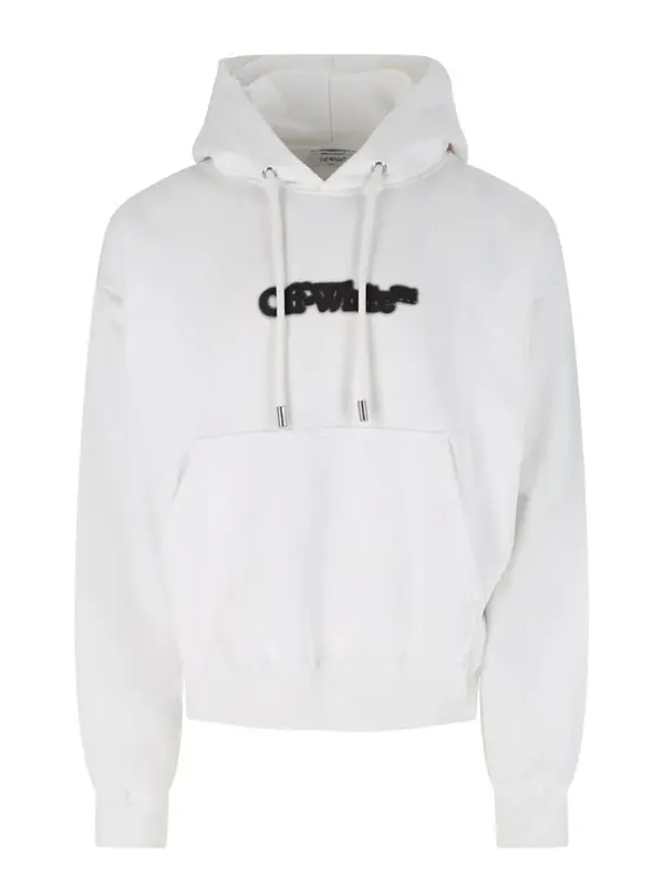 Off-White Arrows" Logo Print Cotton Hoodie - White