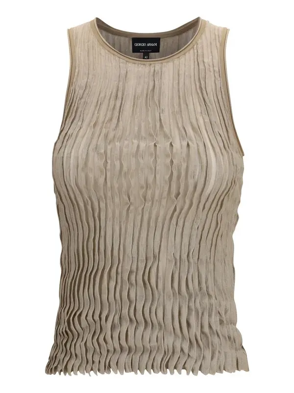 Giorgio Armani Sleeveless Pleated Top - Cream
