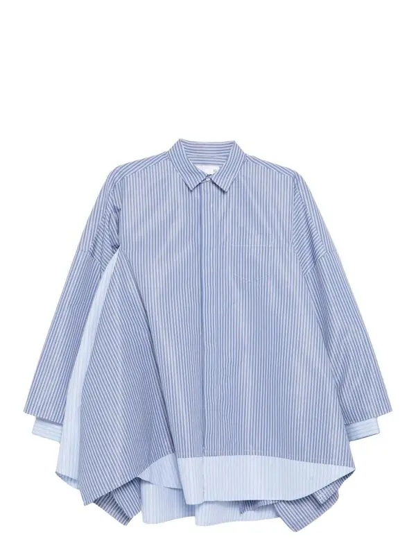 Sacai Striped Cotton Shirt With Layered Design - Multicolor