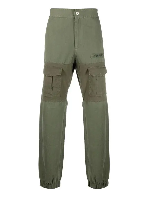 Palm Angels Cotton Cargo Trousers - Green