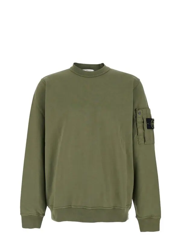 Stone Island Crew Neck Sweatshirt With Logo Detail - Green