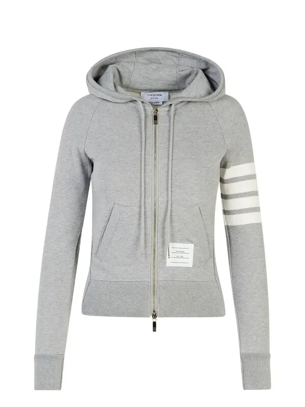 Thom Browne 4-bar" Grey Cotton Zip-up Hoodie - Gray