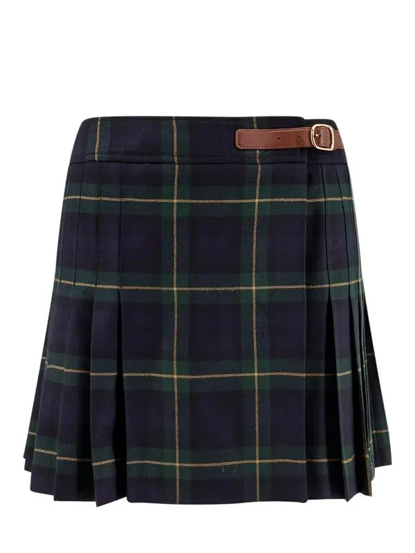 Celine Tartan Wool Kilt Miniskirt - Multicolor