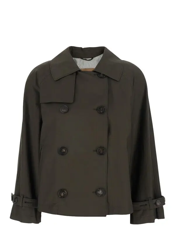 Max Mara Double-breasted Cotton Blend Trench With Cape Detail - Multicolor