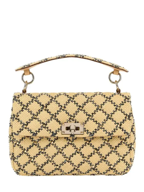 Valentino Garavani Raffia Rockstud Handbag - Brown