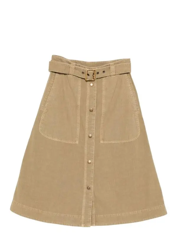 Moncler Belted A-line Cotton Skirt - Multicolor