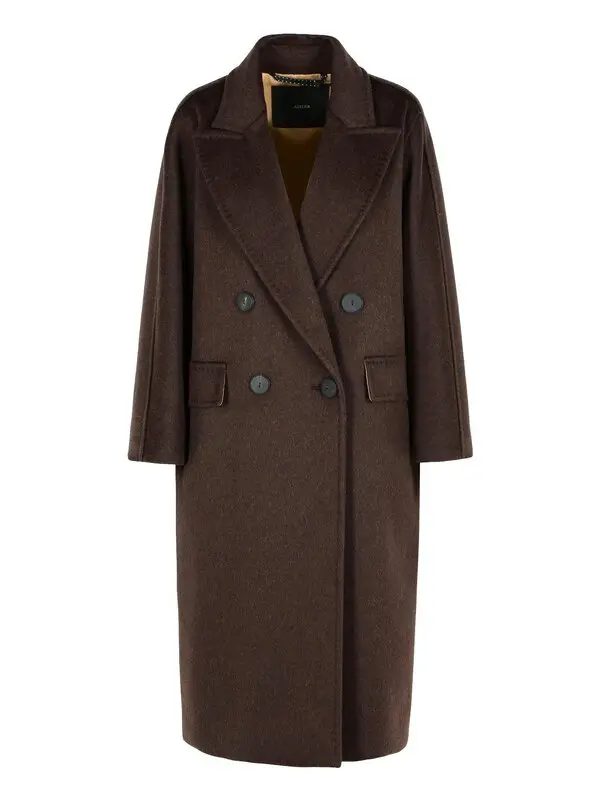 Max Mara Double Breasted Overcoat In Cashmere, Alpaca, And Wool - Brown