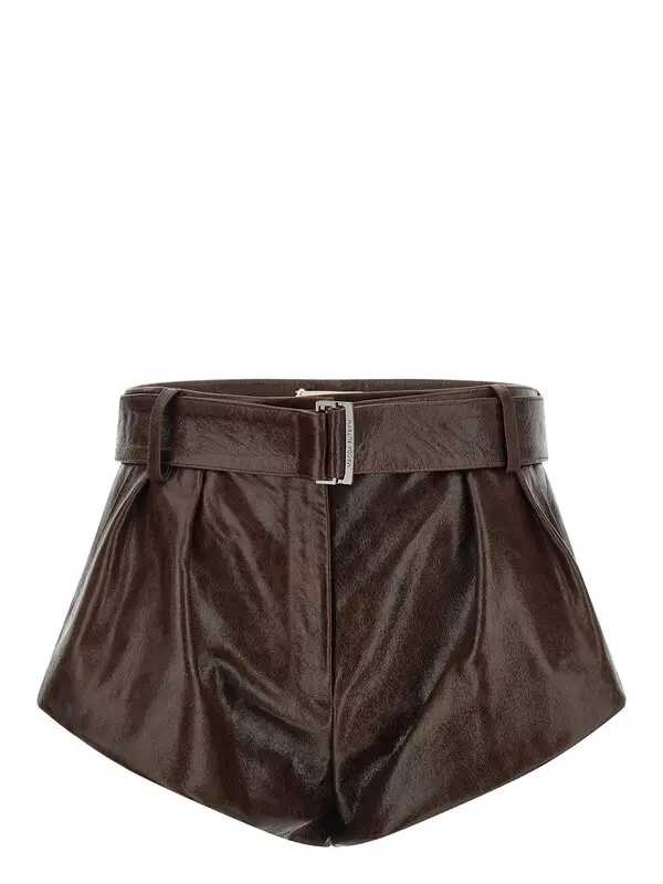 Magda Butrym High-waisted Leather Shorts - Brown