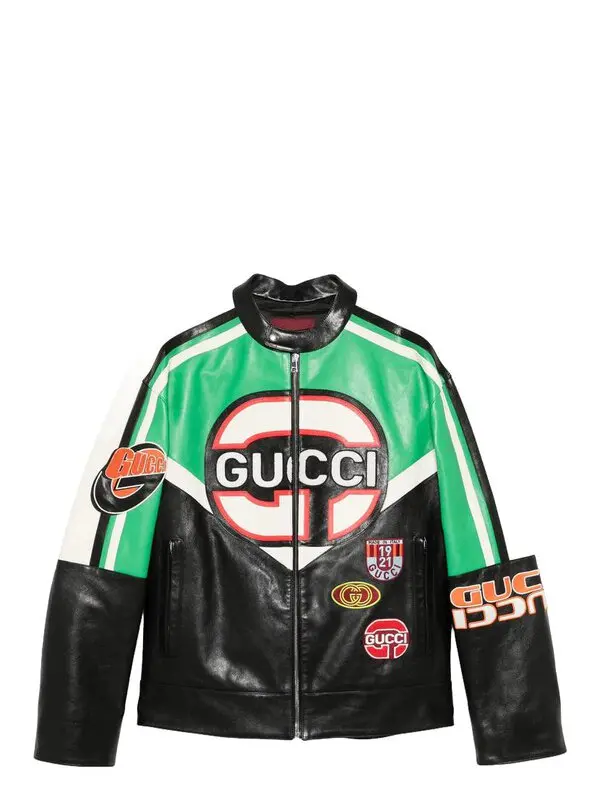 Gucci Color-block Leather Jacket - Black