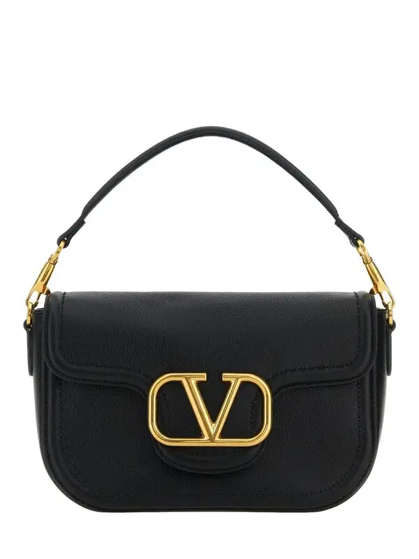 Valentino Garavani Calf Leather Shoulder Bag - Black