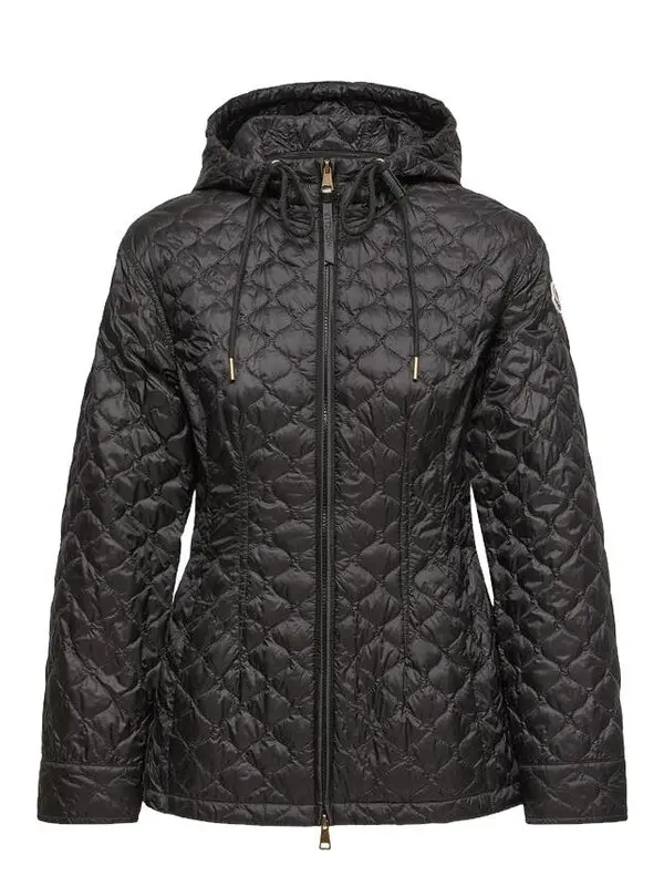 Moncler Quilted Hooded Zip-up Jacket - Black
