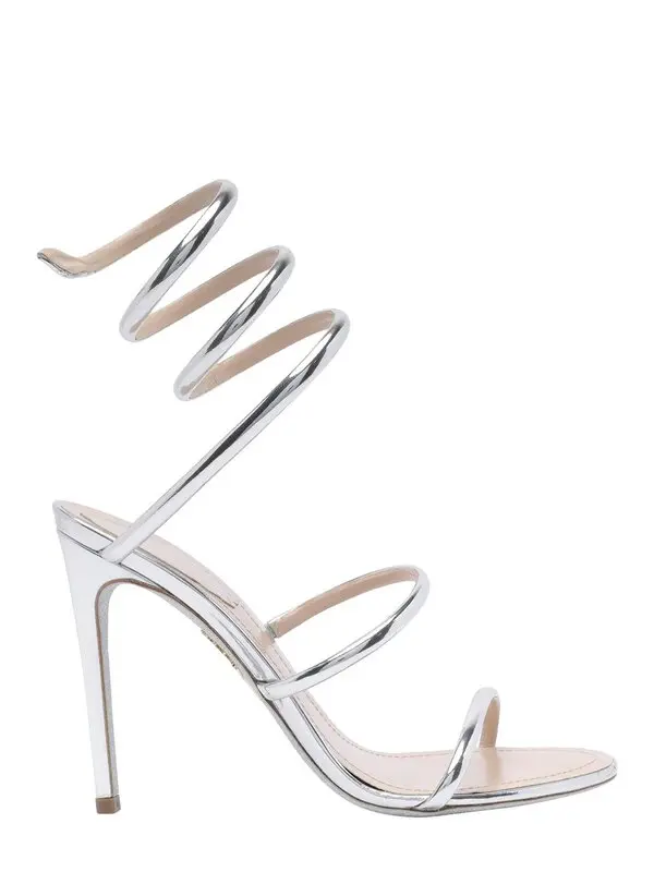 Rene Caovilla Metallic Stiletto Heeled Sandals - Silver