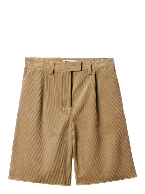 Miu Miu Pleated Corduroy Shorts - Cream
