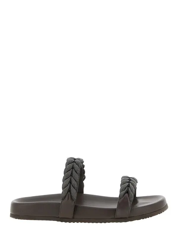 Brunello Cucinelli Precious Braided Straps Sandals - Brown