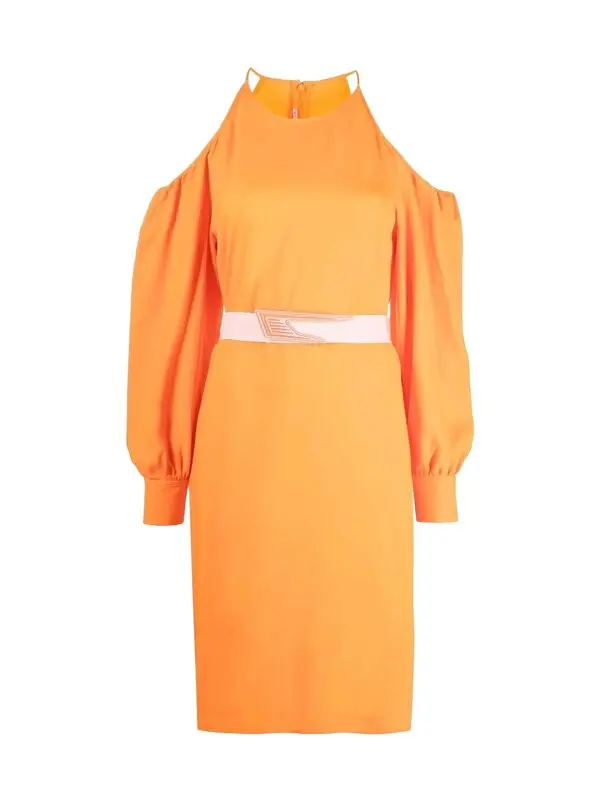 Stella McCartney Off-shoulder Dress With Pearl Detail - Orange