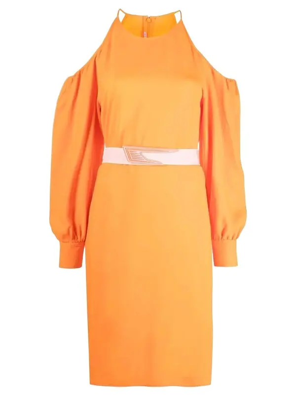 Stella McCartney Off-shoulder Dress With Pearl Detail - Orange