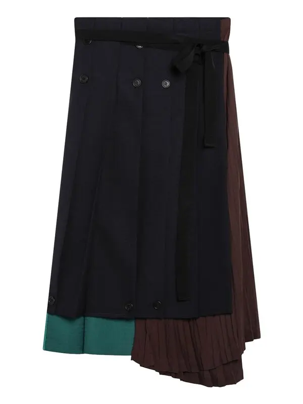 Prada Asymmetrical Pleated Skirt - Blue
