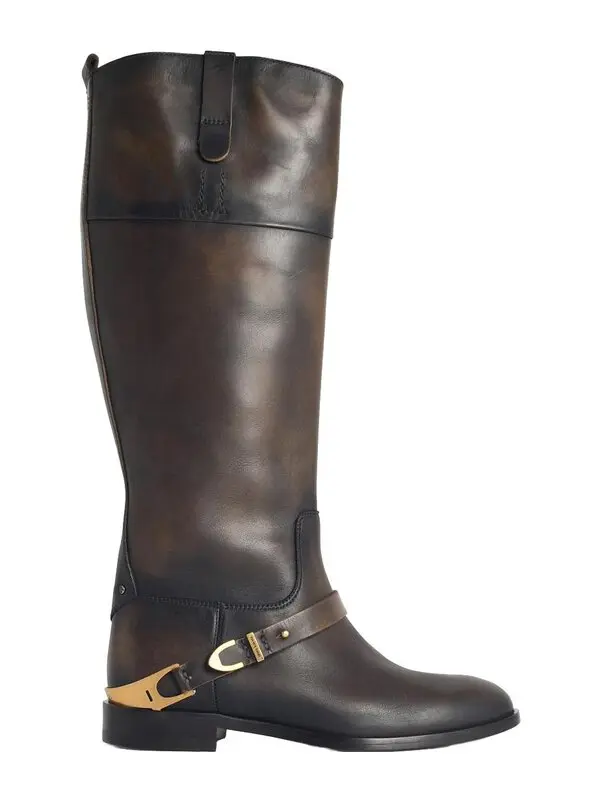 GOLDEN GOOSE Charlie Dark Leather Boots - Brown