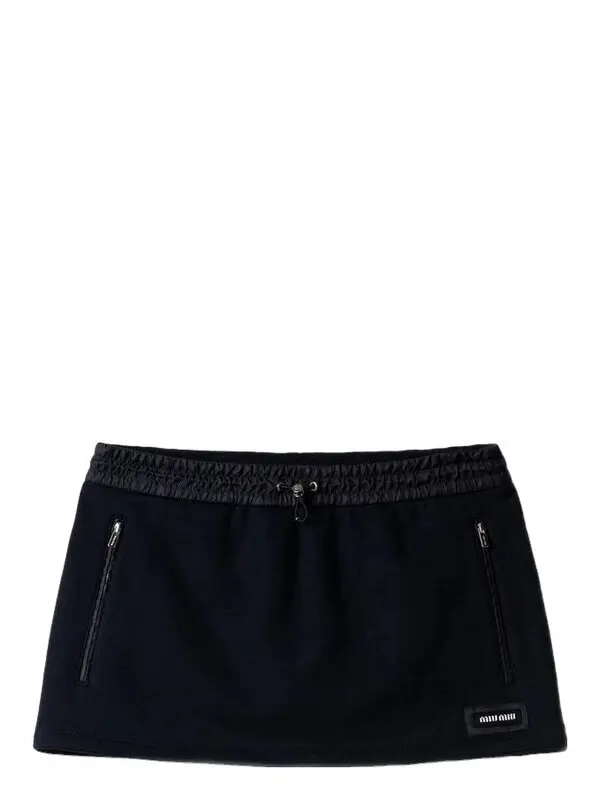 Miu Miu Cotton Straight Skirt With Zip Detail - Blue
