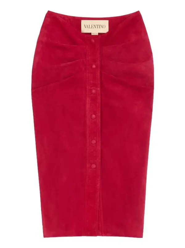 Valentino Garavani Suede Pencil Skirt - Red