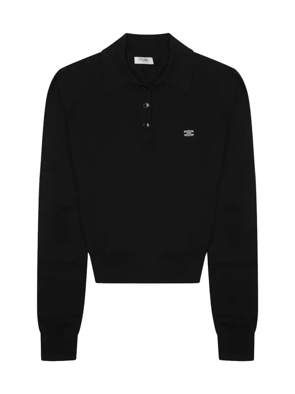 Celine Polo In Maglia Con Logo - Black