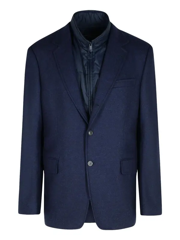 FAY Navy Polyamide Jacket With Removable Vest - Blue