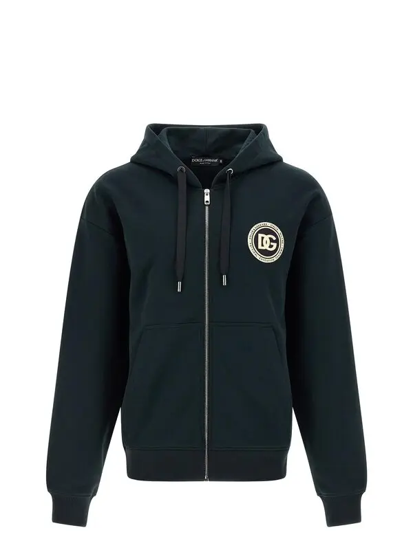 Dolce & Gabbana Logo Patch Zip-up Hoodie - Green