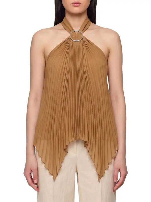 Max Mara Pleated Halter Top With Ring Detail - Brown
