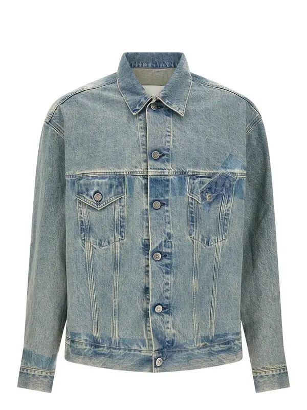 MAISON MARGIELA Taped' Stone Washed Denim Jacket - Blue