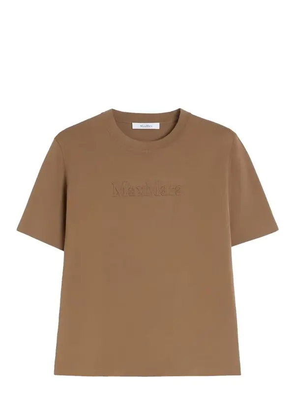 Max Mara Short Sleeve T-shirt With Embossed Logo - Multicolor