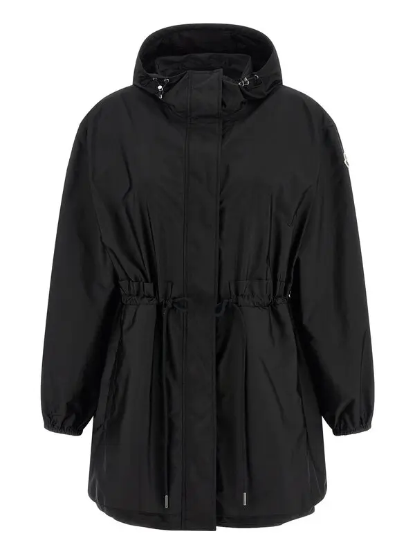 Moncler Weteau Jacket With Hood And Drawstring Waist - Black