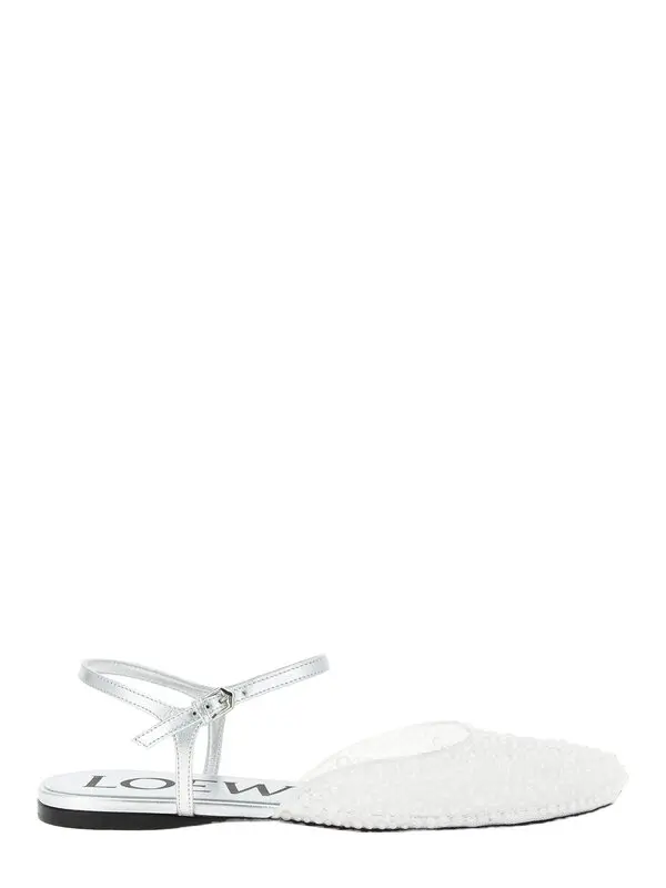 Loewe Toy Ballet Flats With Rhinestone Embellishments - White