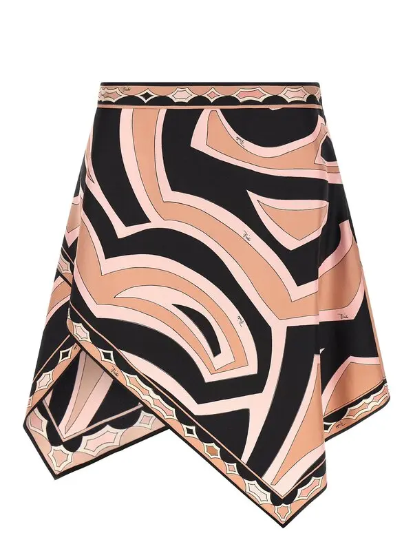 Emilio Pucci Labirinto" Print Silk Twill Mini Skirt - Pink